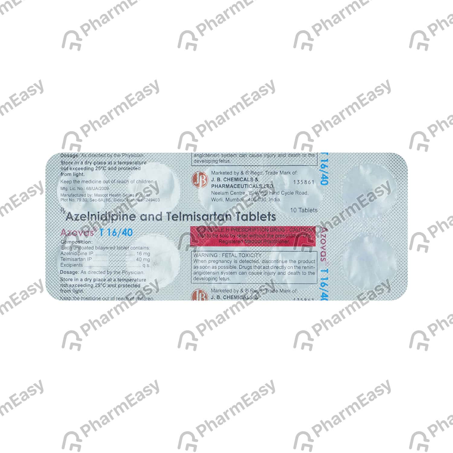 Azovas T 16/40mg Strip Of 10 Tablets: Uses, Side Effects, Price ...