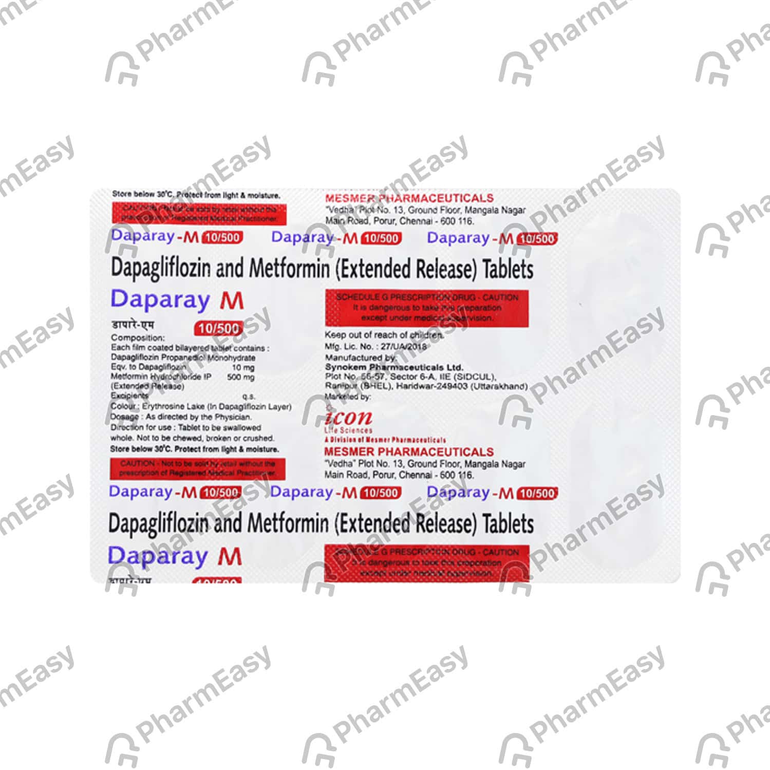Daparay M 10/500mg Strip Of 10 Tablets: Uses, Side Effects, Price ...