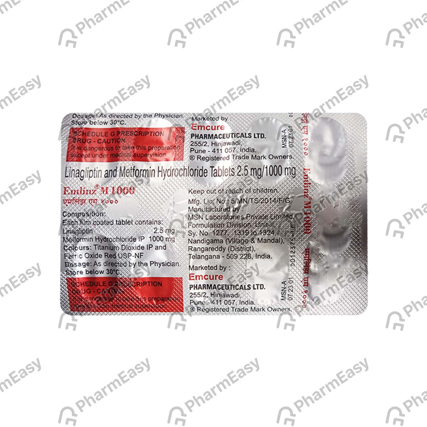 Emlinz M 1000mg Strip Of 10 Tablets: Uses, Side Effects, Price & Dosage ...
