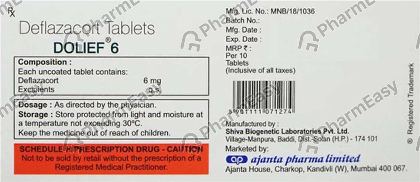 Dolief 6 MG Tablet (10): Uses, Side Effects, Price & Dosage | PharmEasy