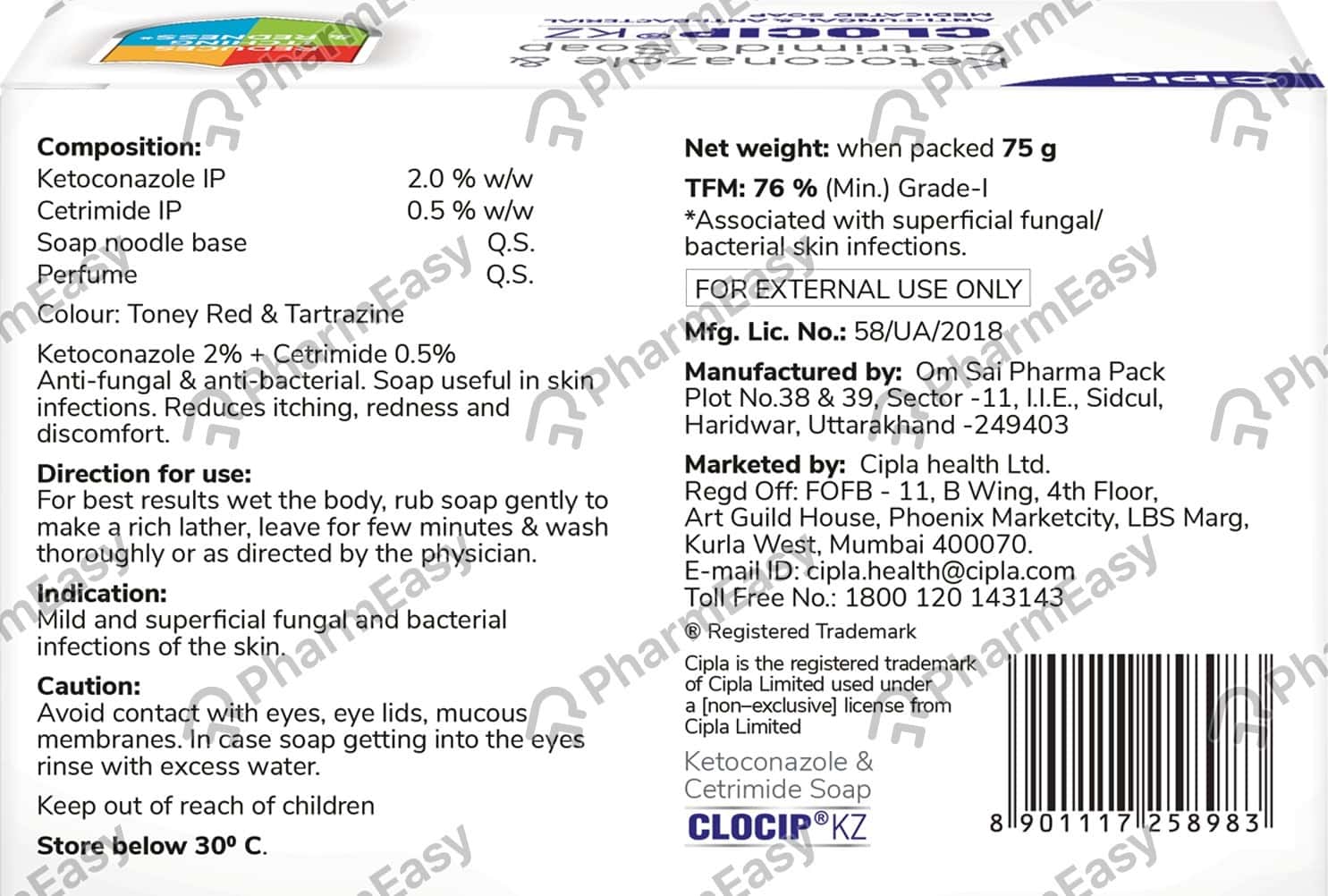 Buy CLOCIP KZ SOAP 75GM Online & Get Upto 60% OFF at PharmEasy