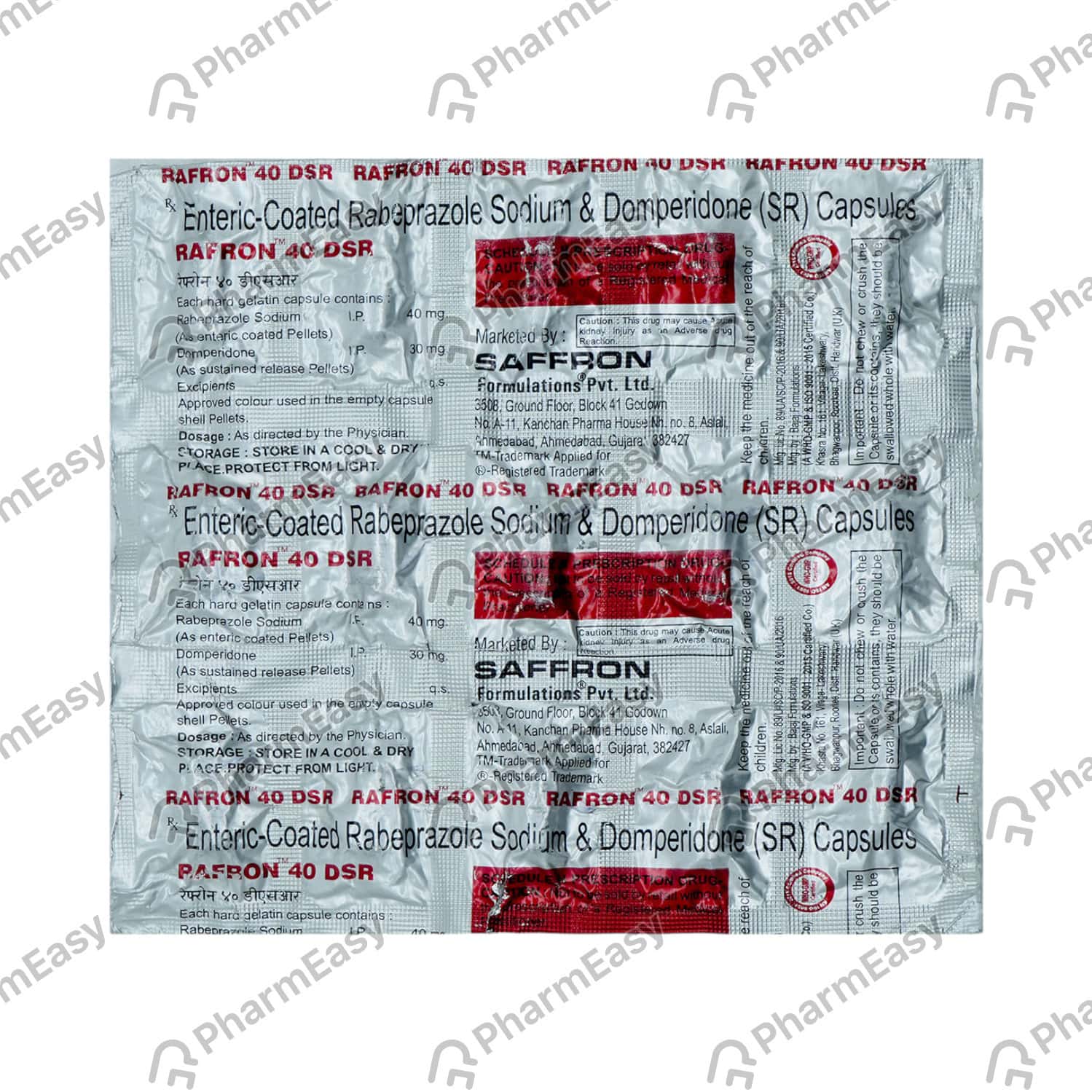 Rafron 40mg Dsr Strip Of 15 Capsules: Uses, Side Effects, Price ...
