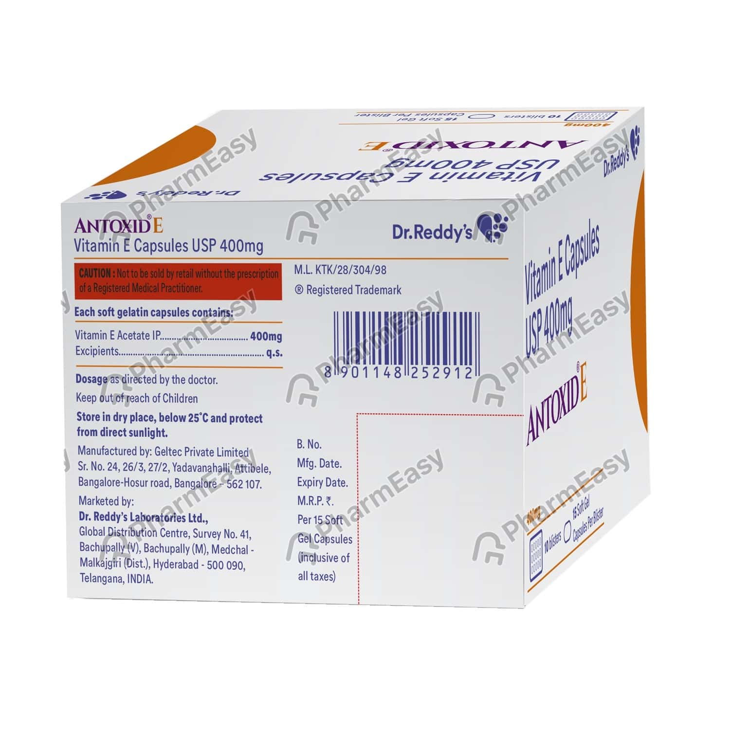 Antoxid E 400mg Strip Of 15 Capsules - Uses, Side Effects, Dosage ...