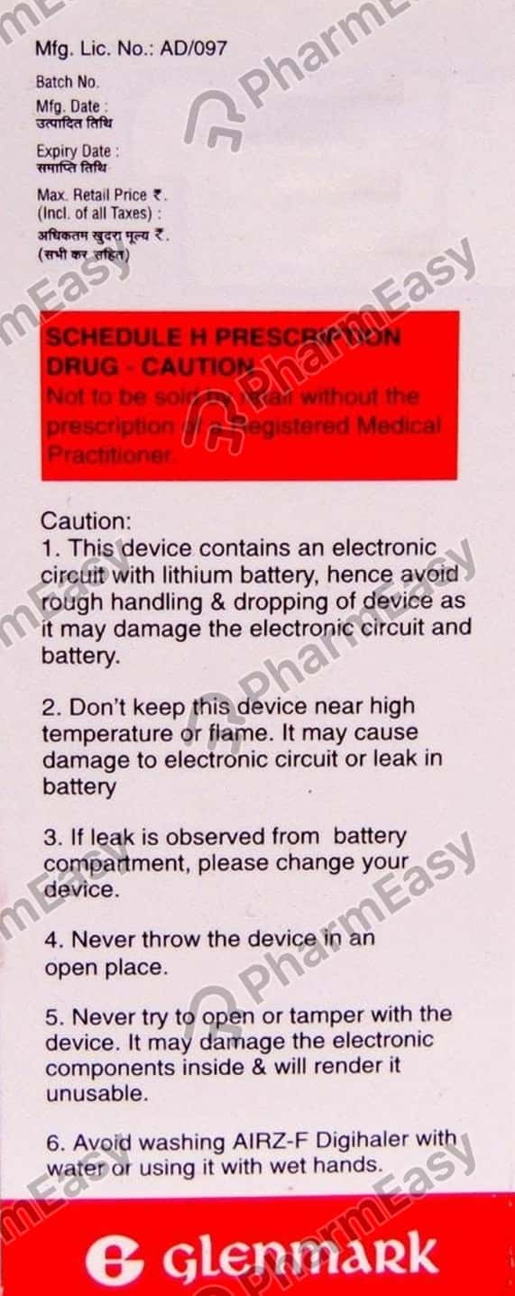 Airz F Digihaler 9/4.8mcg Box Of 120md Metered Dose Inhaler: Uses, Side ...