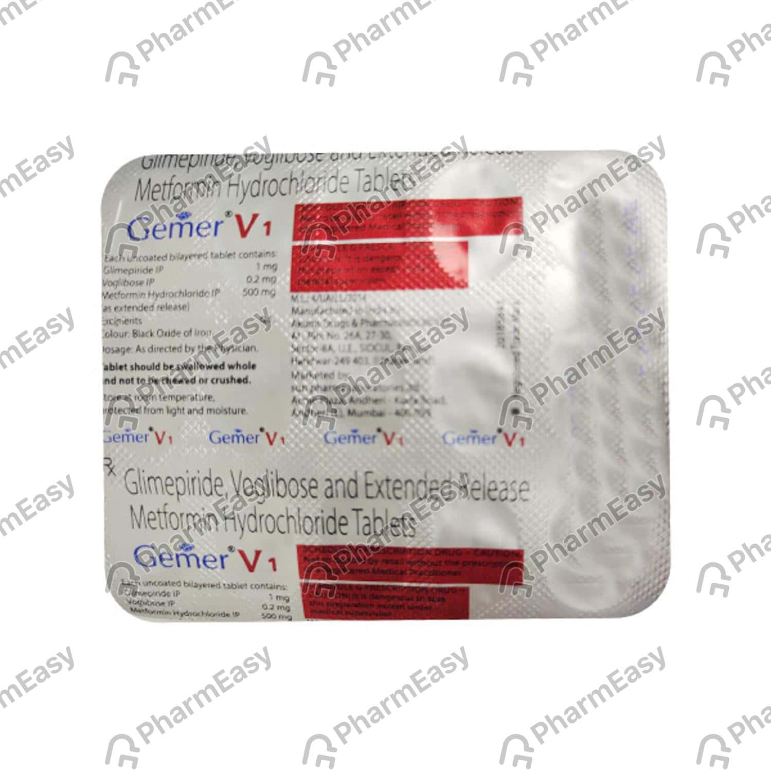 Gemer V 1mg Strip Of 15 Tablets: Uses, Side Effects, Price & Dosage ...