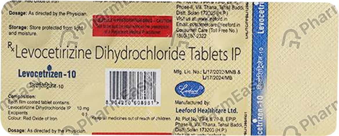 Levocetrizen 10 MG Tablet (10): Uses, Side Effects, Price & Dosage ...