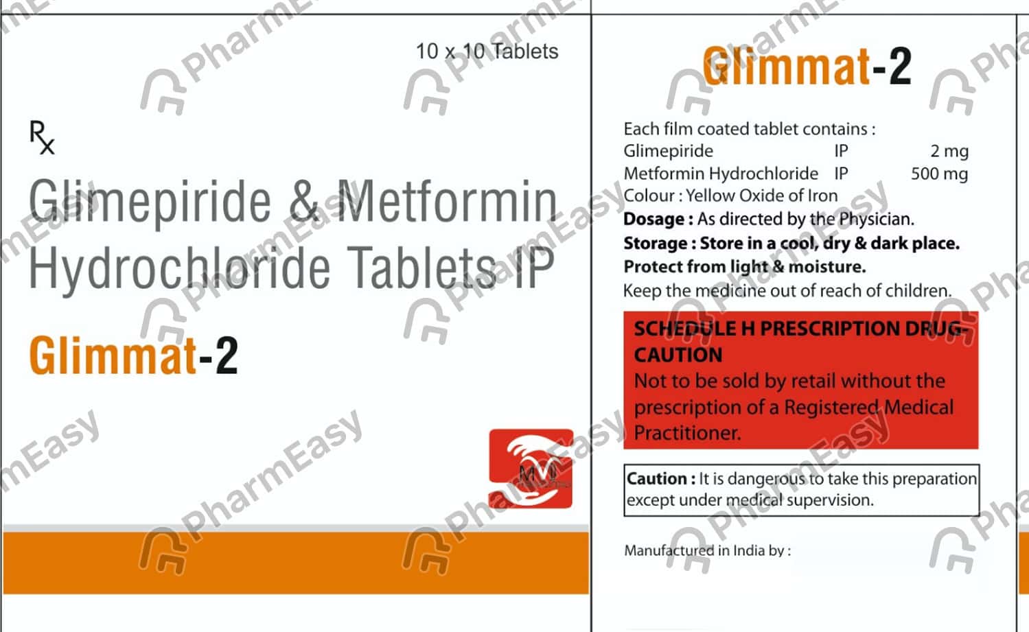 Glimmat 2mg Strip Of 10 Tablets: Uses, Side Effects, Price & Dosage ...