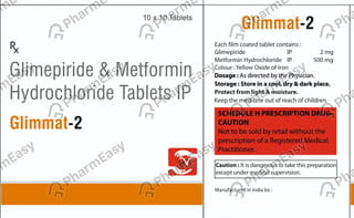 Glimmat 2mg Strip Of 10 Tablets: Uses, Side Effects, Price & Dosage ...
