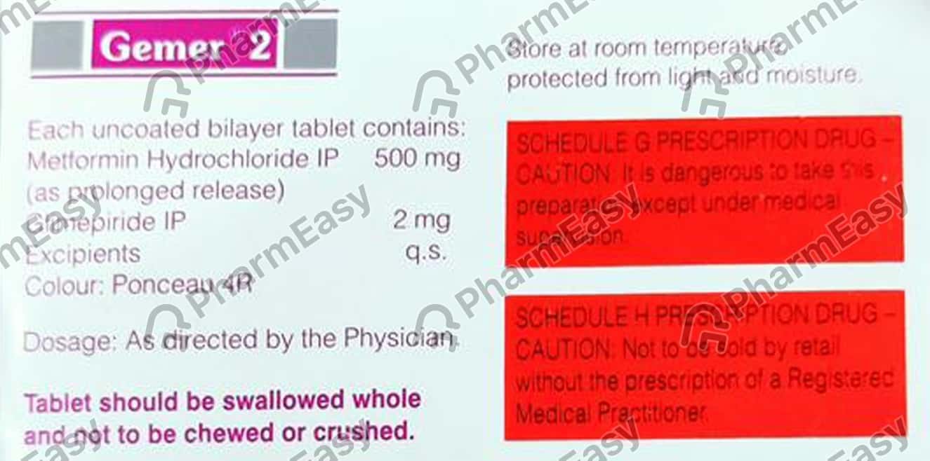 Gemer 2 Tablet: Uses, Side-effects, Price, Dosage & More Info - PharmEasy
