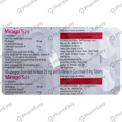 Mirago S 25 Strip Of 10 Tablets: Uses, Side Effects, Price & Dosage ...