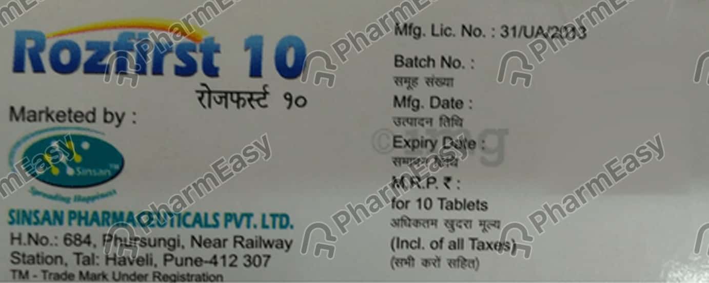 Rozustat 10 MG Tablet (15): Uses, Side Effects, Price & Dosage | PharmEasy