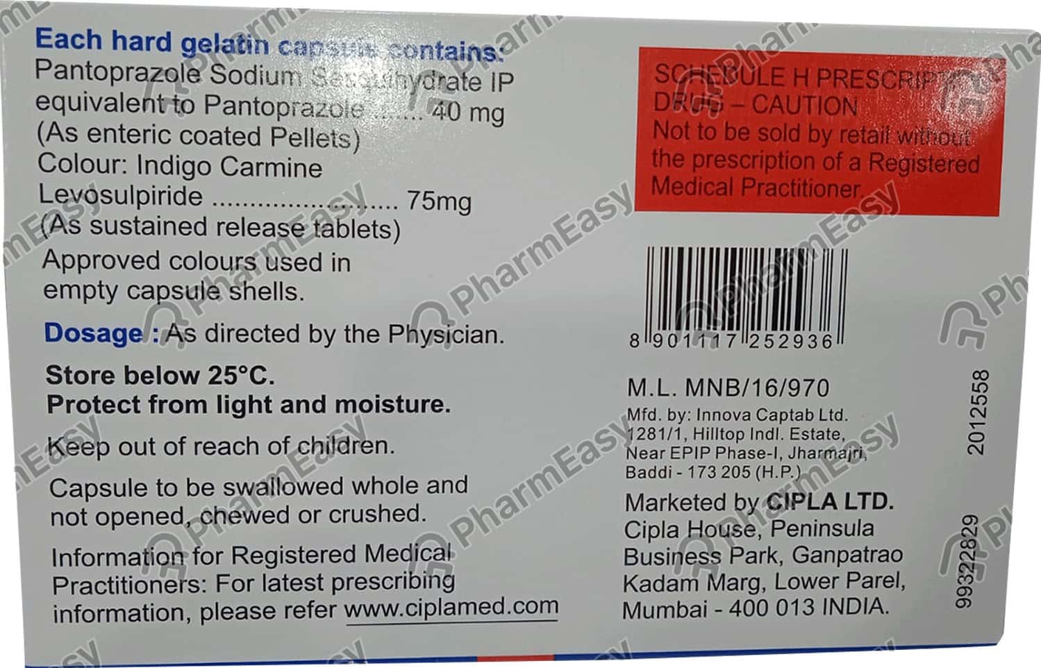 Pantosec Ls Strip Of 10 Capsules: Uses, Side Effects, Price & Dosage ...