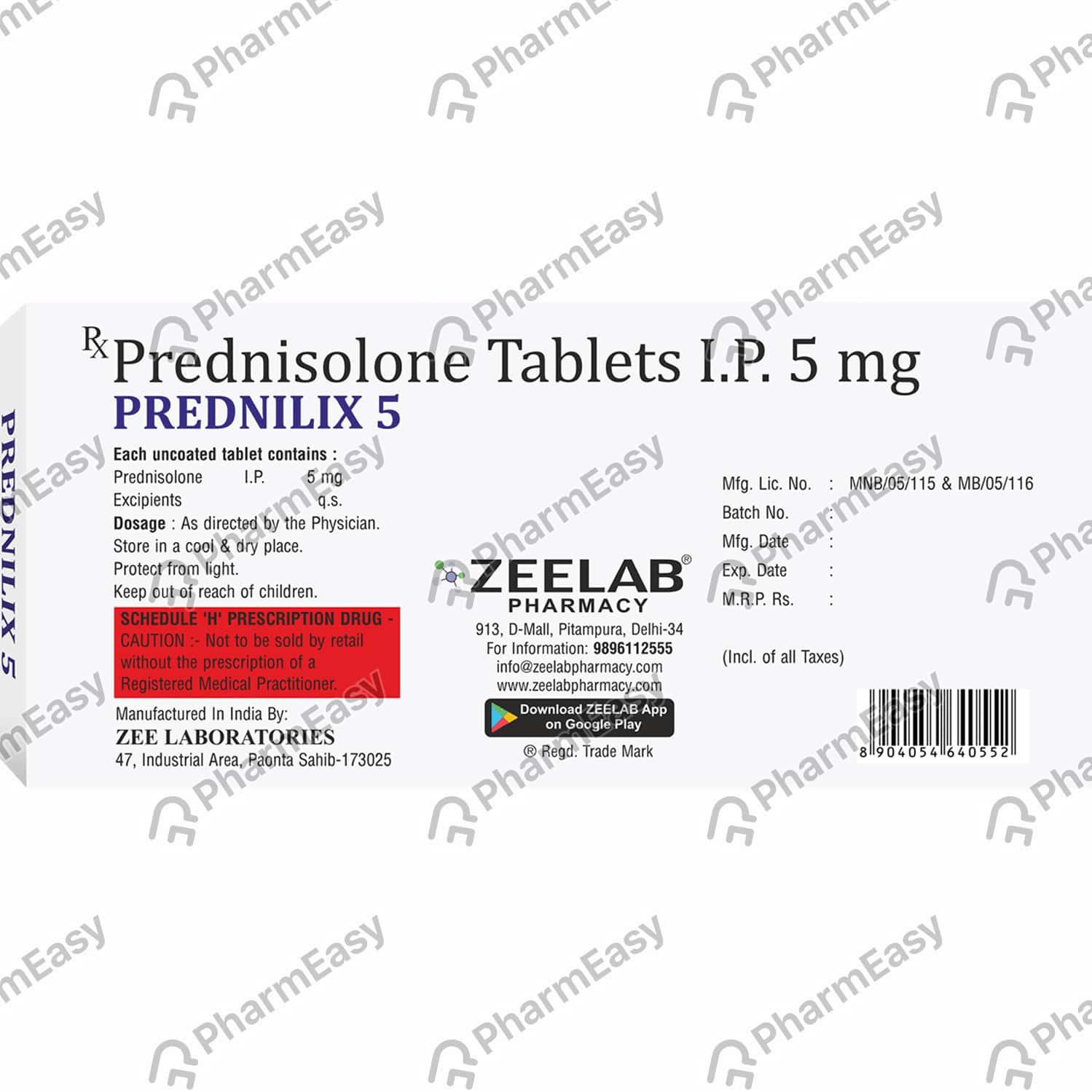 Buy Prednilix 5 MG Tablet (10) Online at Flat 15% OFF | PharmEasy