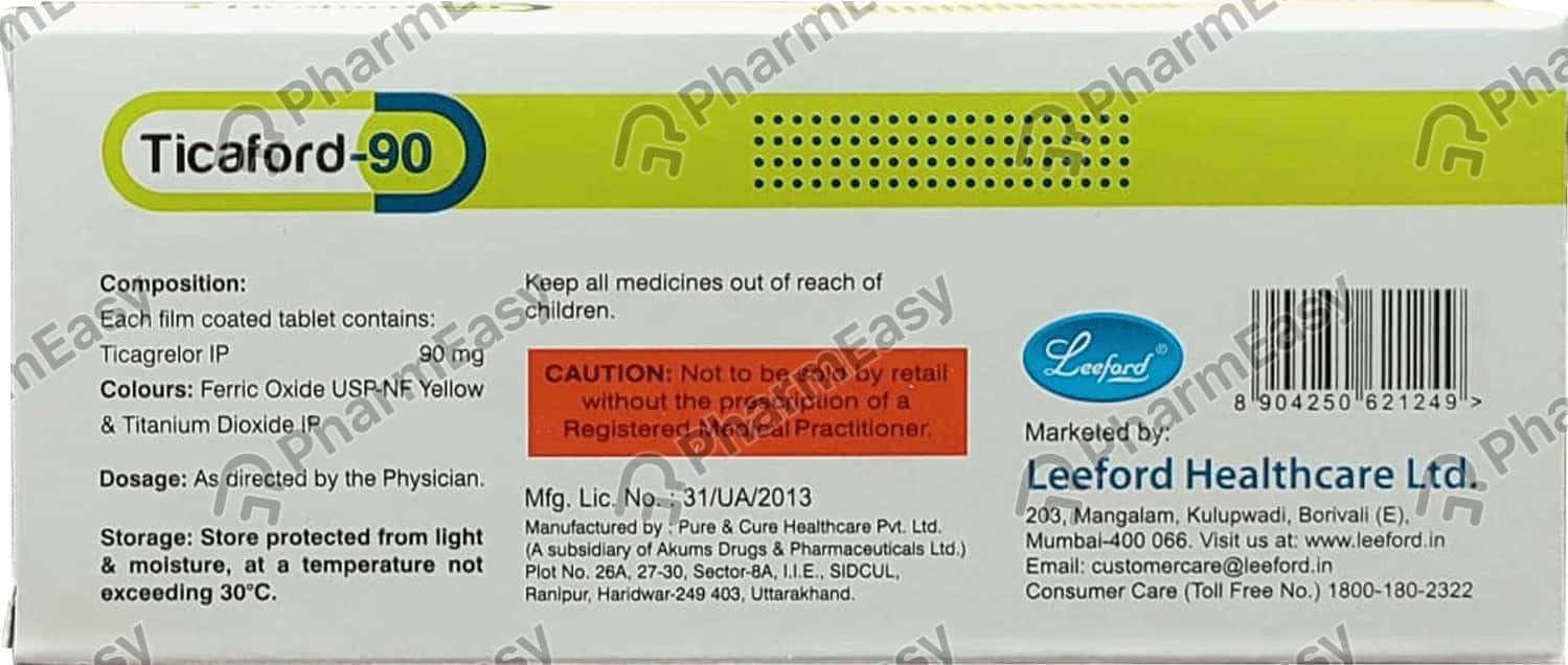 Buy Ticaford 90 MG Tablet (14) Online at Flat 15% OFF | PharmEasy