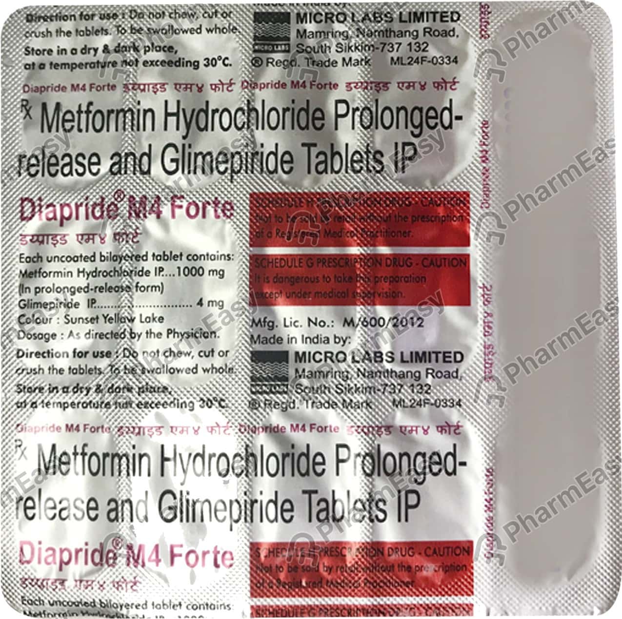 Diapride M 4mg Forte Strip Of 15 Tablets: Uses, Side Effects, Price ...