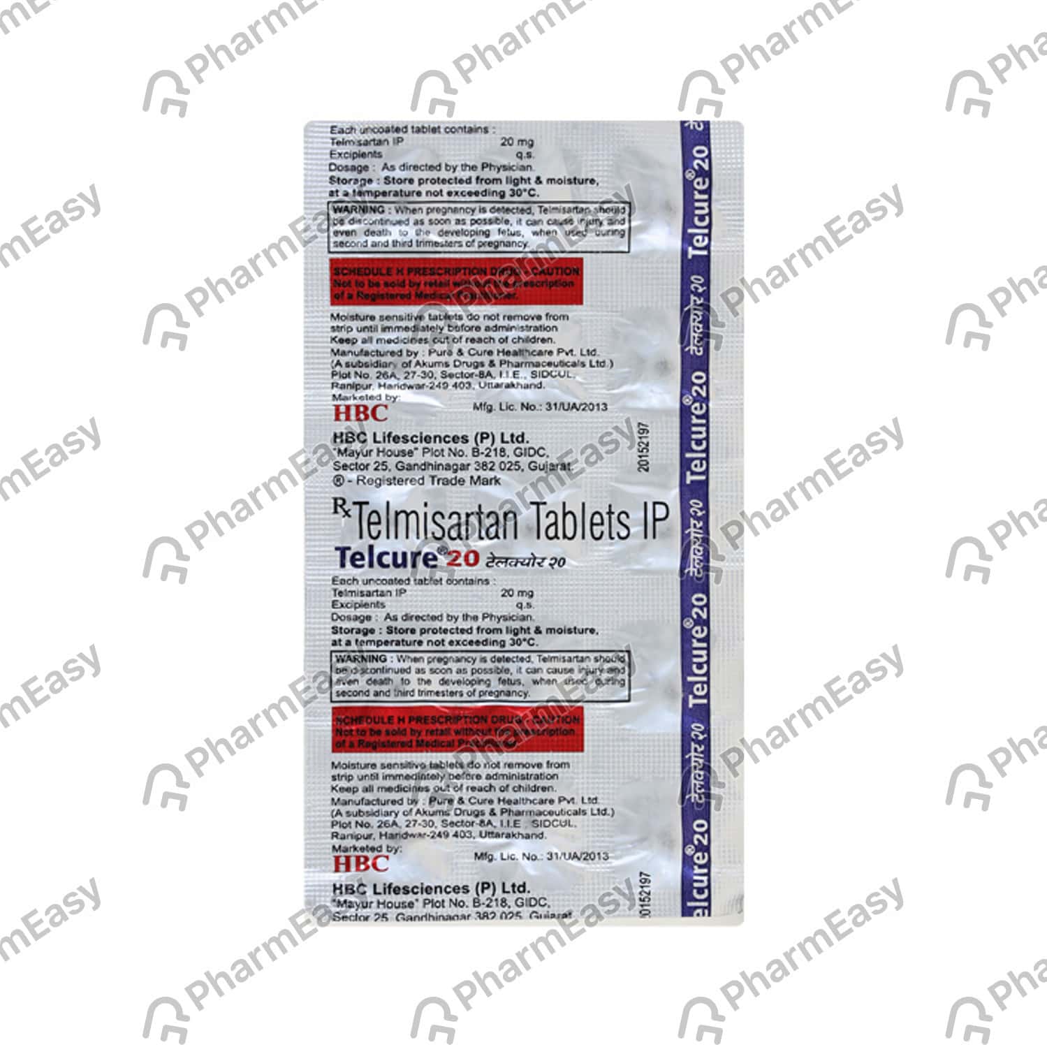 Telcure 20 MG Tablet (15): Uses, Side Effects, Price & Dosage | PharmEasy
