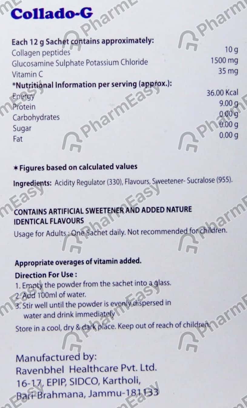Buy Collado G Sugar Free Sachet 12gm Online at Flat 15% OFF | PharmEasy