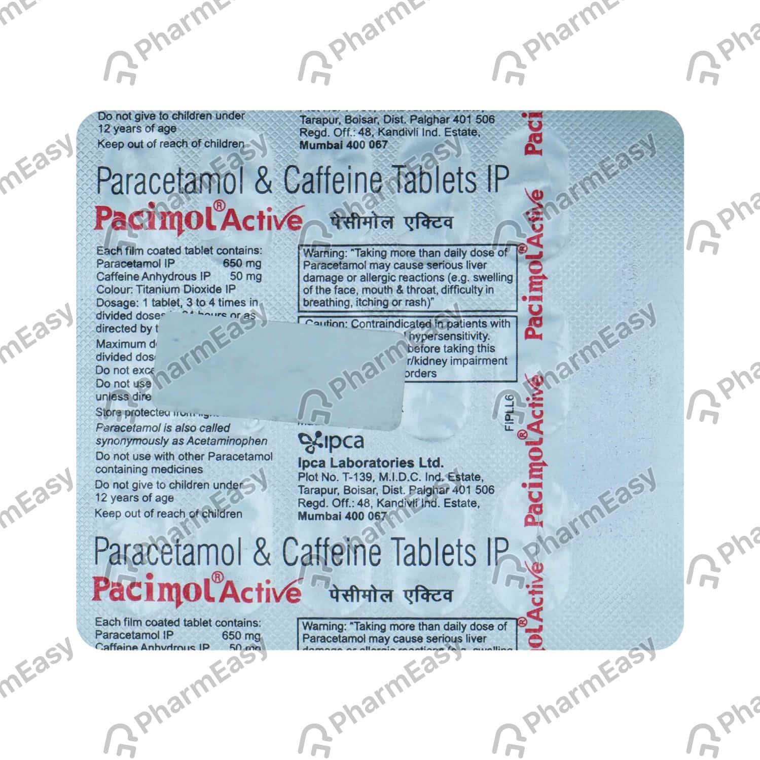 Buy Pacimol Active Strip Of 15 Tablets Online at Flat 15% OFF | PharmEasy