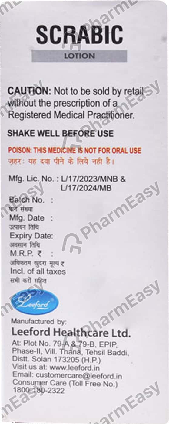 Scarbic 5 %W/V Lotion (50): Uses, Side Effects, Price & Dosage | PharmEasy