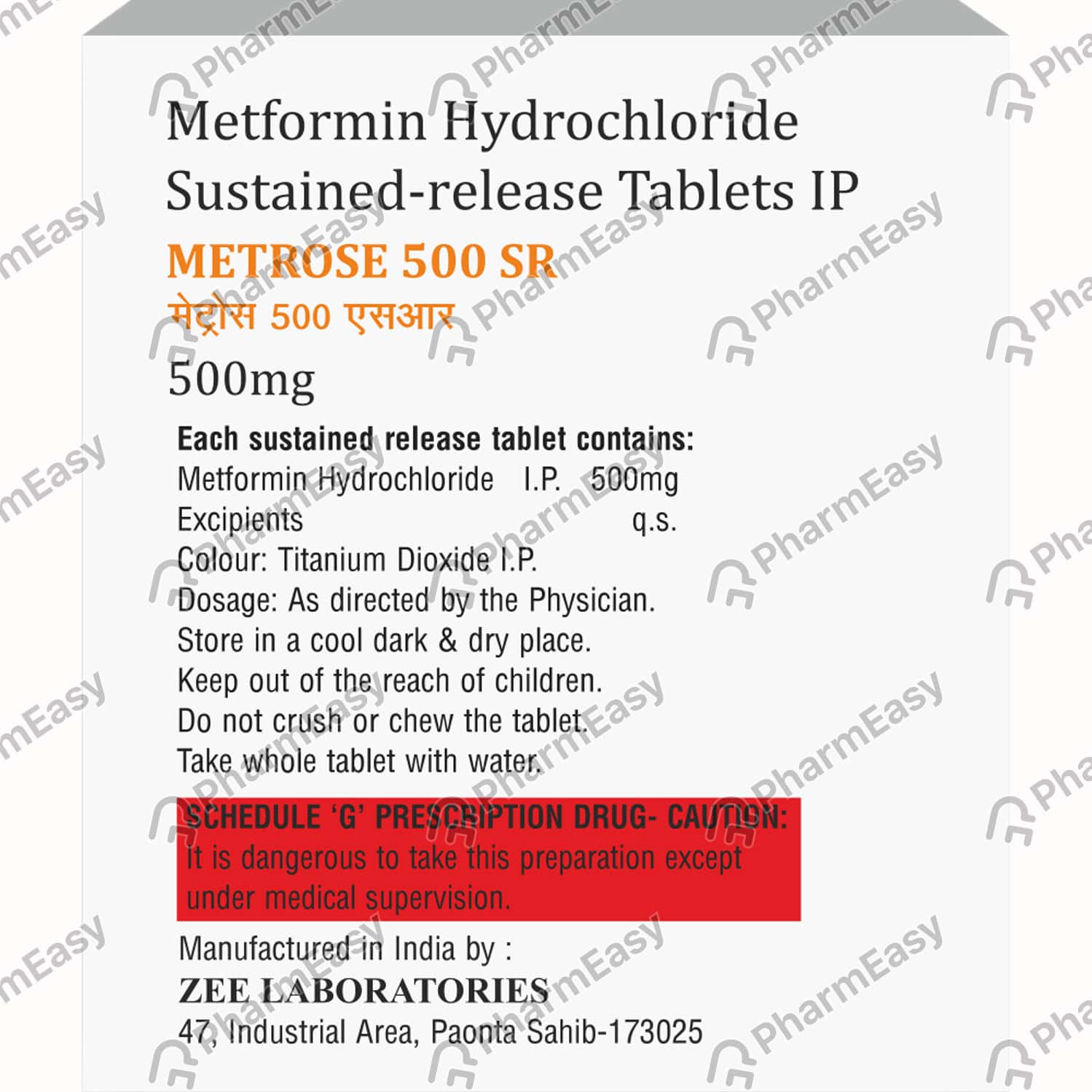 Buy Metrose Sr 500 MG Tablet (10) Online at Flat 15% OFF | PharmEasy