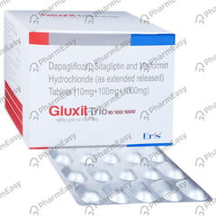 Gluxit Trio 10/100/1000mg Strip Of 15 Tablets: Uses, Side Effects ...
