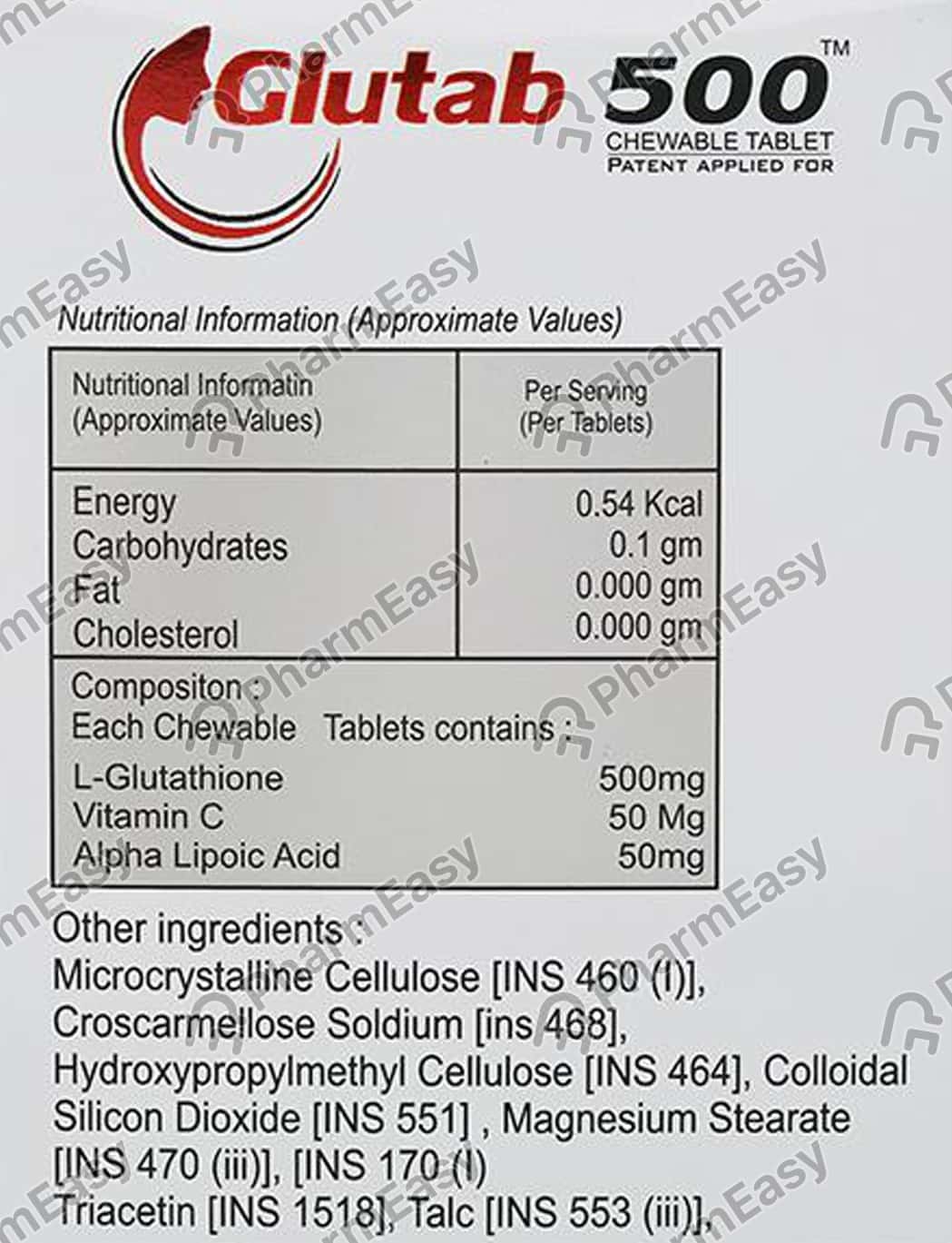 Buy Glutab 500mg Lemon Flavour Strip Of 10 Chewable Tablets Online at ...