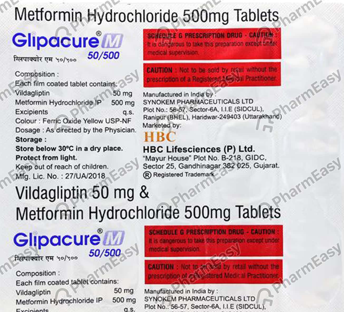 Glipacure M 50/500mg Strip Of 15 Tablets: Uses, Side Effects, Price ...