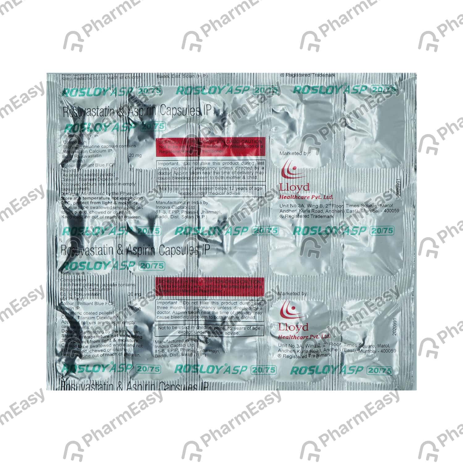 Rosloy Asp 20/75mg Strip Of 15 Capsules: Uses, Side Effects, Price & Dosage | PharmEasy