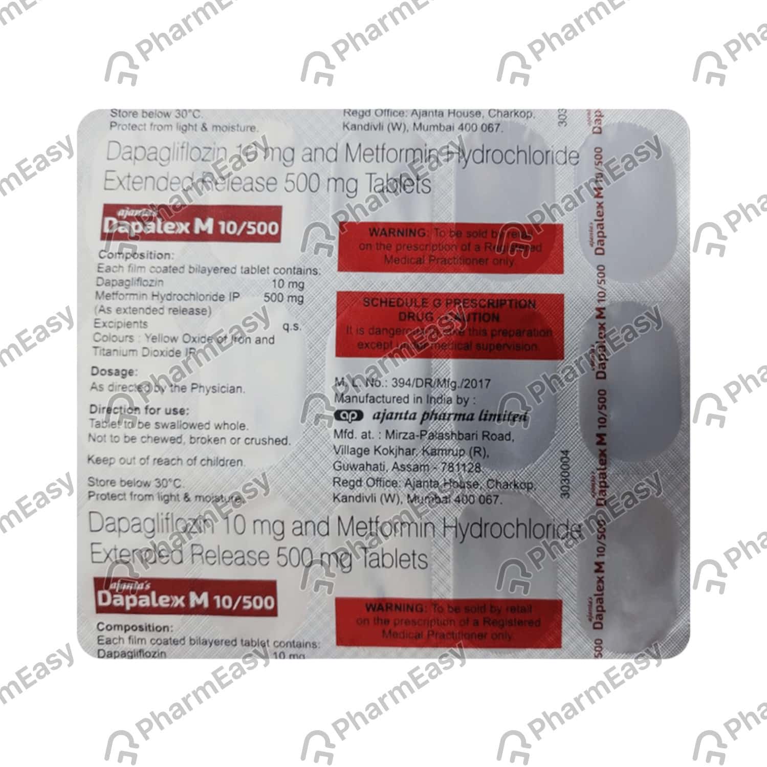 Dapalex M 10/500mg Strip Of 10 Tablets: Uses, Side Effects, Price & Dosage | PharmEasy