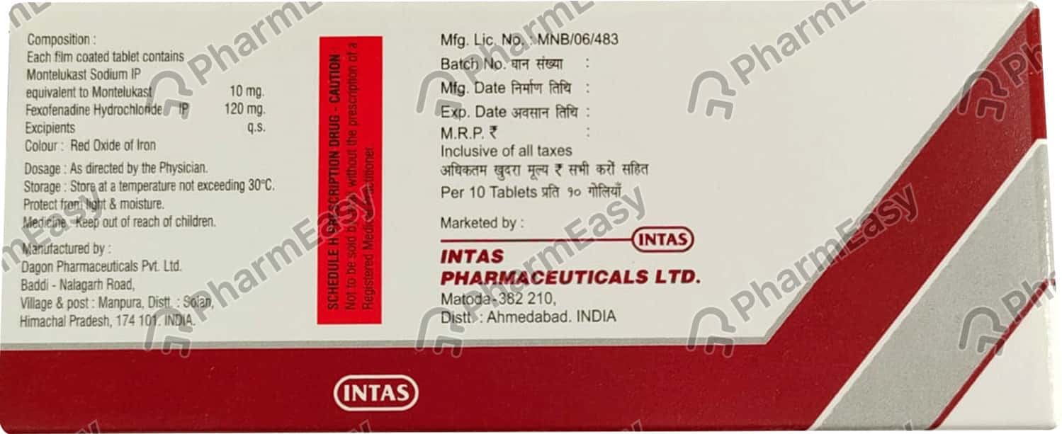 Montas Fx Strip Of 10 Tablets: Uses, Side Effects, Price & Dosage ...