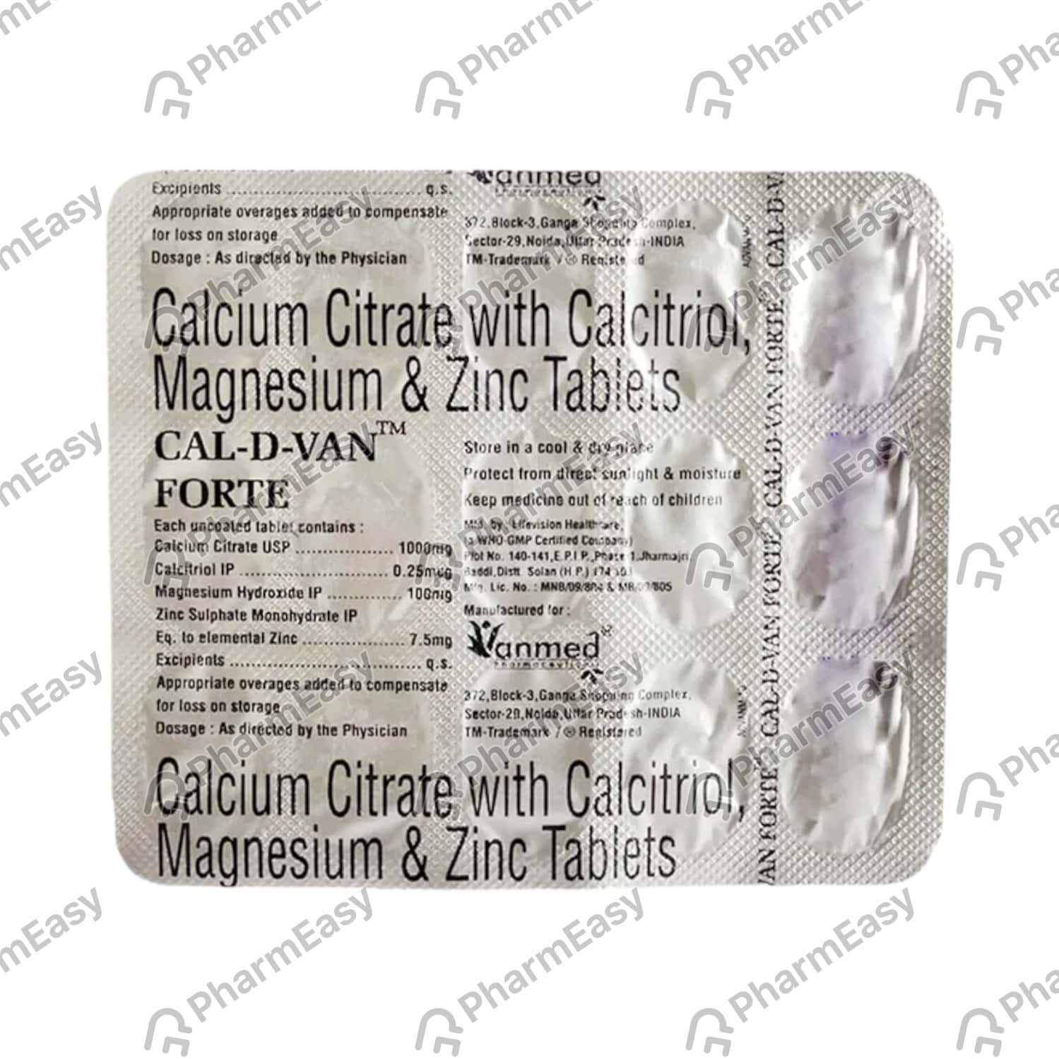 Cal D Van Forte Strip Of 15 Tablets: Uses, Side Effects, Price & Dosage ...
