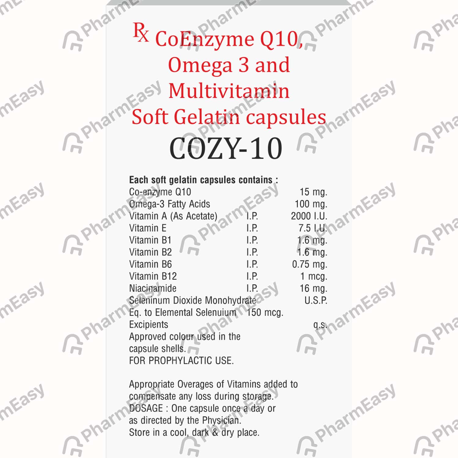 Buy Cozy 10 Strip Of 10 Softgel Capsules Online at Flat 15% OFF | PharmEasy