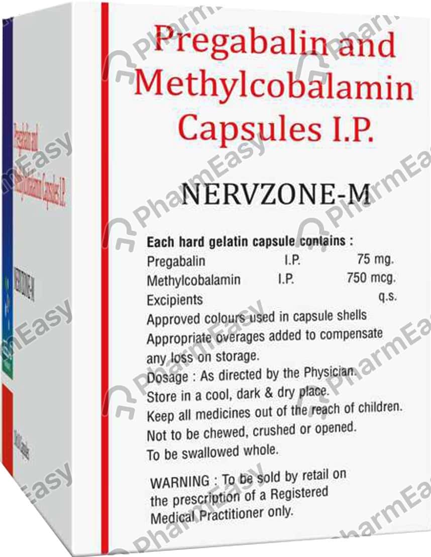 Nervzone M Strip Of 10 Capsules: Uses, Side Effects, Price & Dosage ...