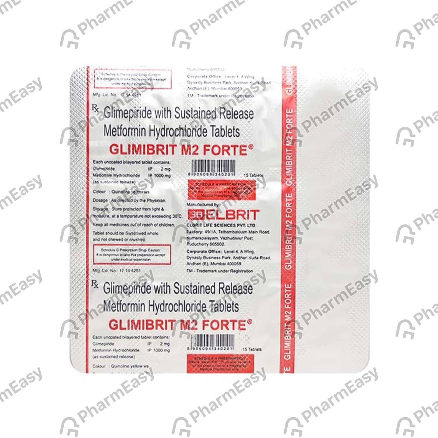 Glimibrit M2 Forte Strip Of 15 Tablets: Uses, Side Effects, Price ...