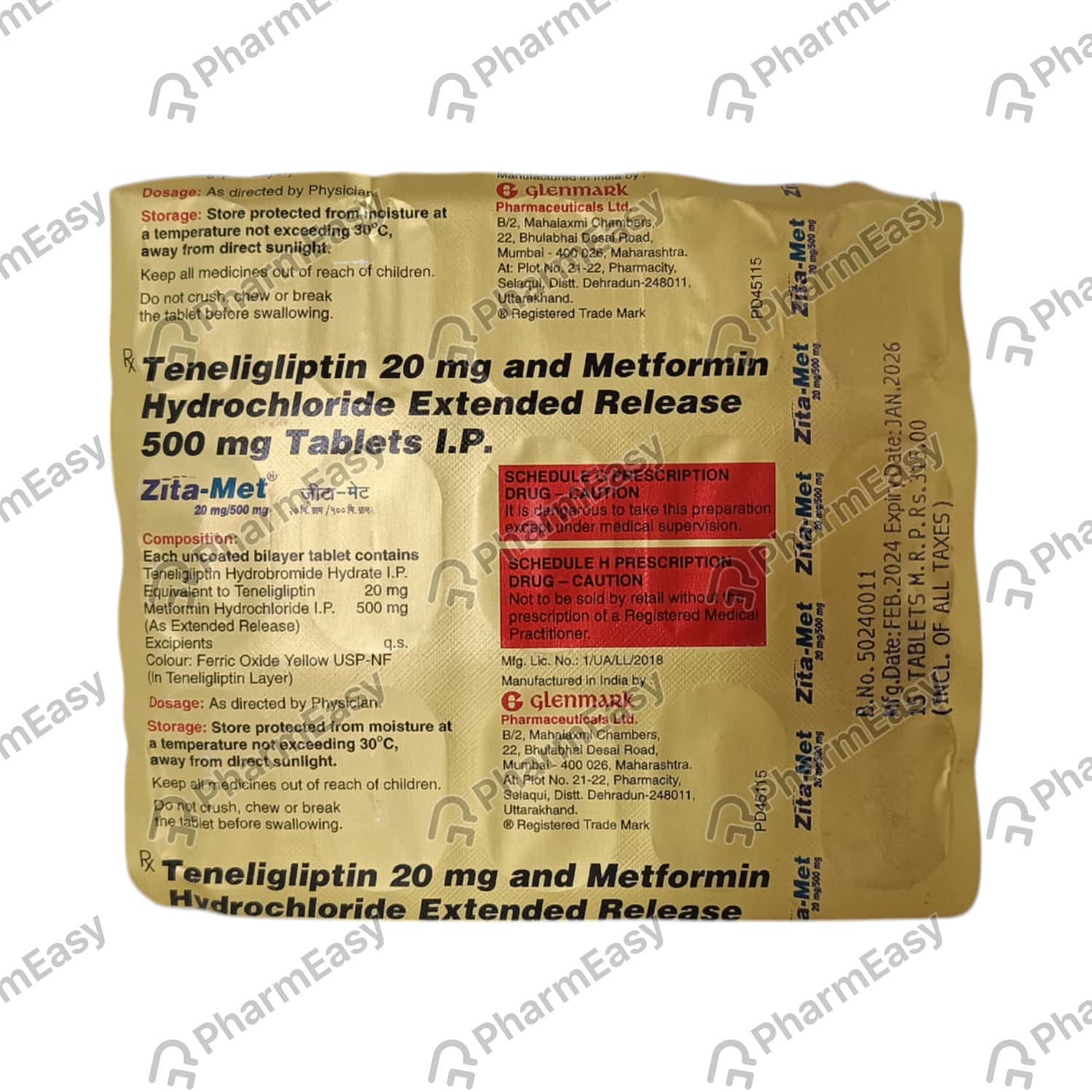 Zita Met 20/500mg Strip Of 15 Tablets: Uses, Side Effects, Price ...