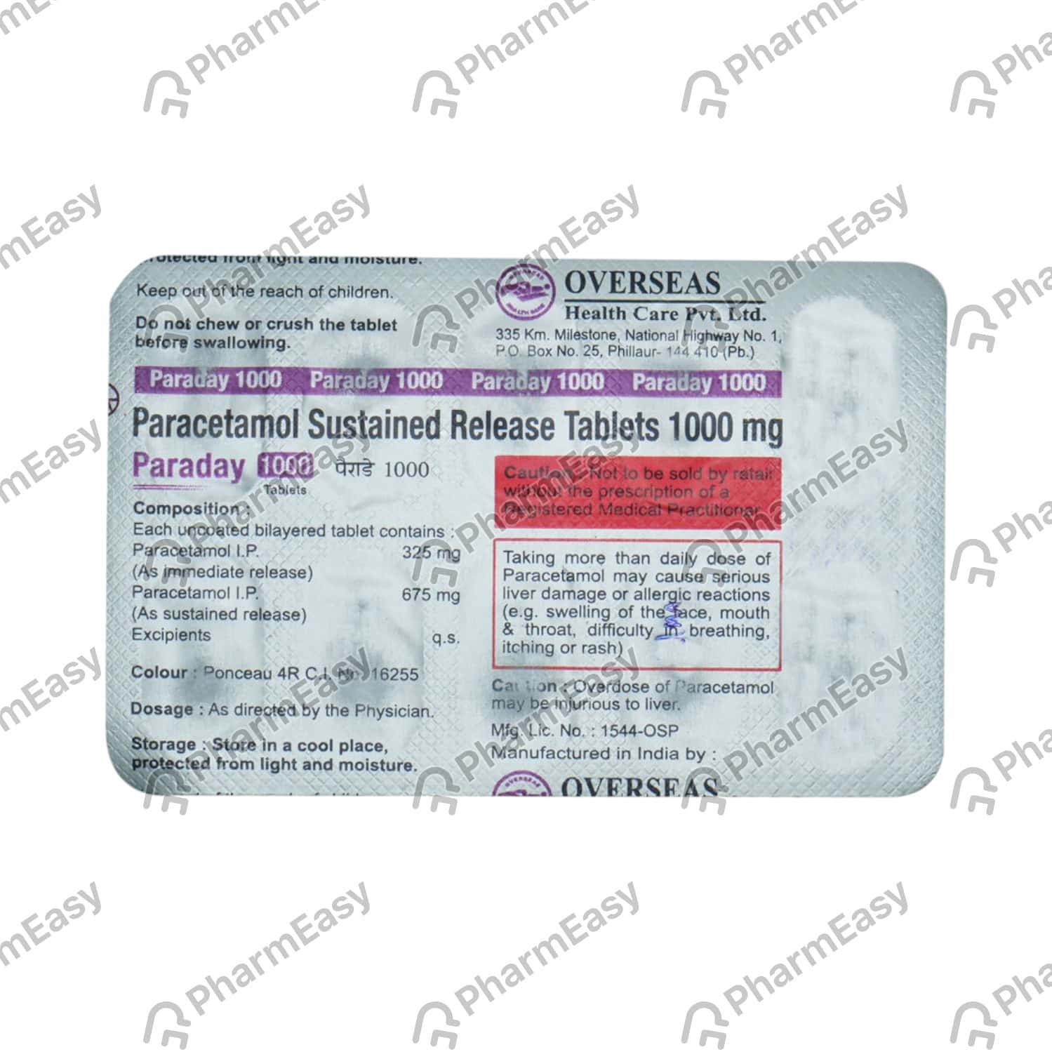 Paraday 1000 MG Tablet (10): Uses, Side Effects, Price & Dosage | PharmEasy