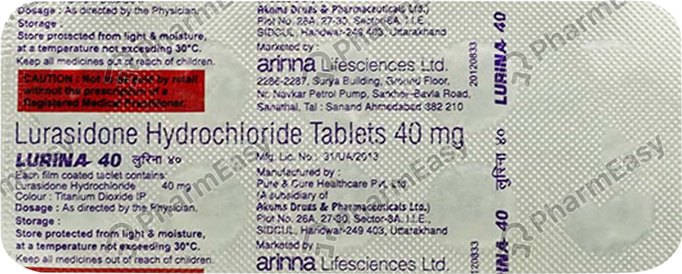 Buy Lurina 40 MG Tablet (10) Online at Flat 15% OFF | PharmEasy