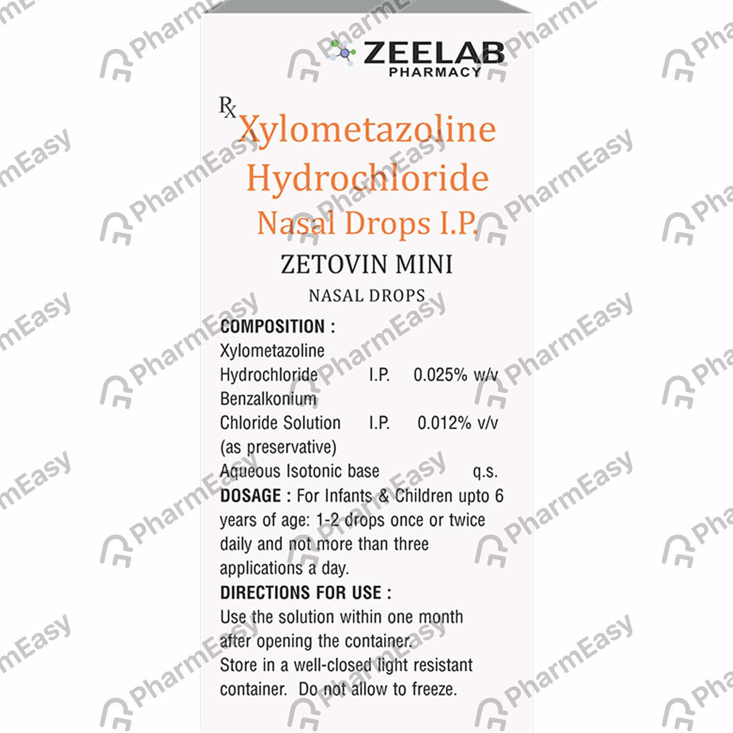Zetovin Mini 0.025 %W/V Nasal Drop (10): Uses, Side Effects, Price ...