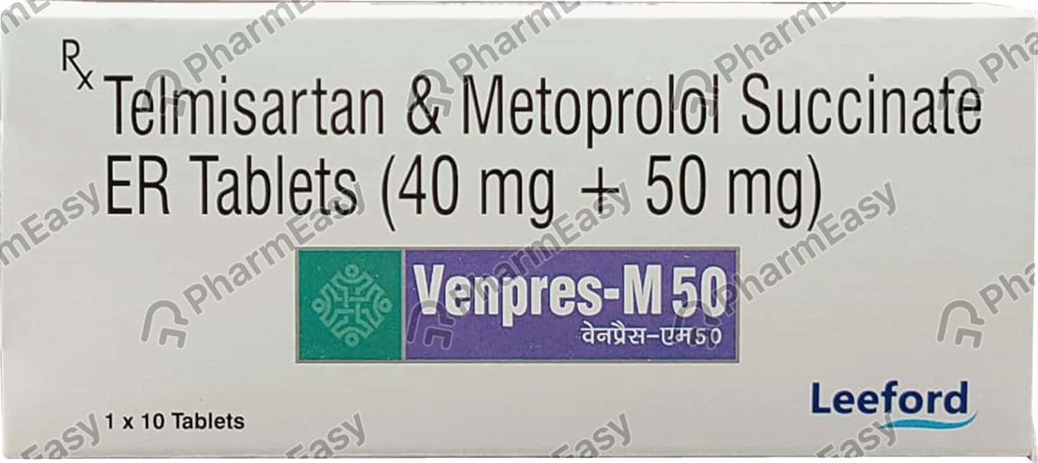 Venpres M 50mg Strip Of 10 Tablets: Uses, Side Effects, Price & Dosage | PharmEasy