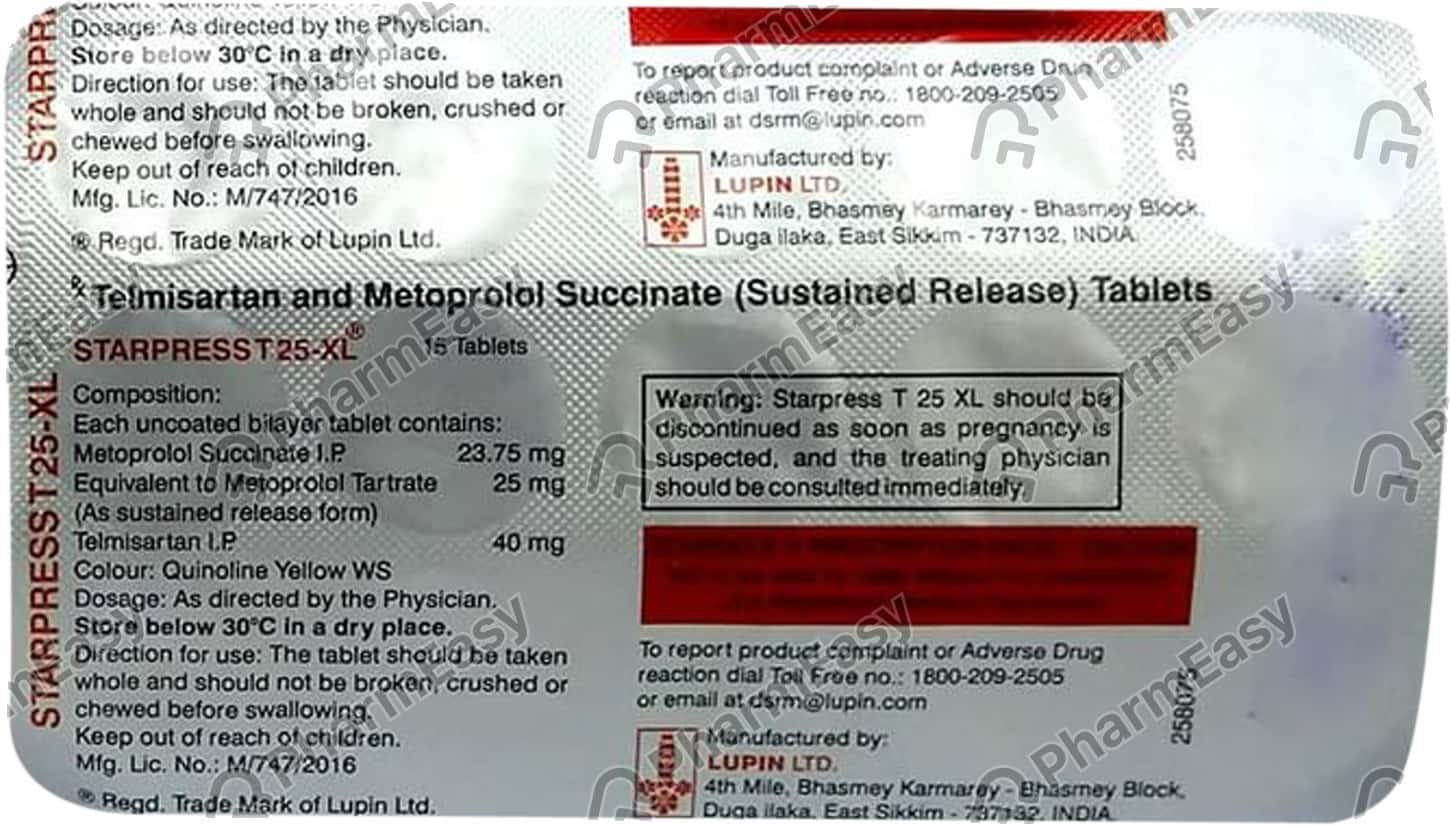 Starpress T25 Xl Strip Of 15 Tablets: Uses, Side Effects, Price ...