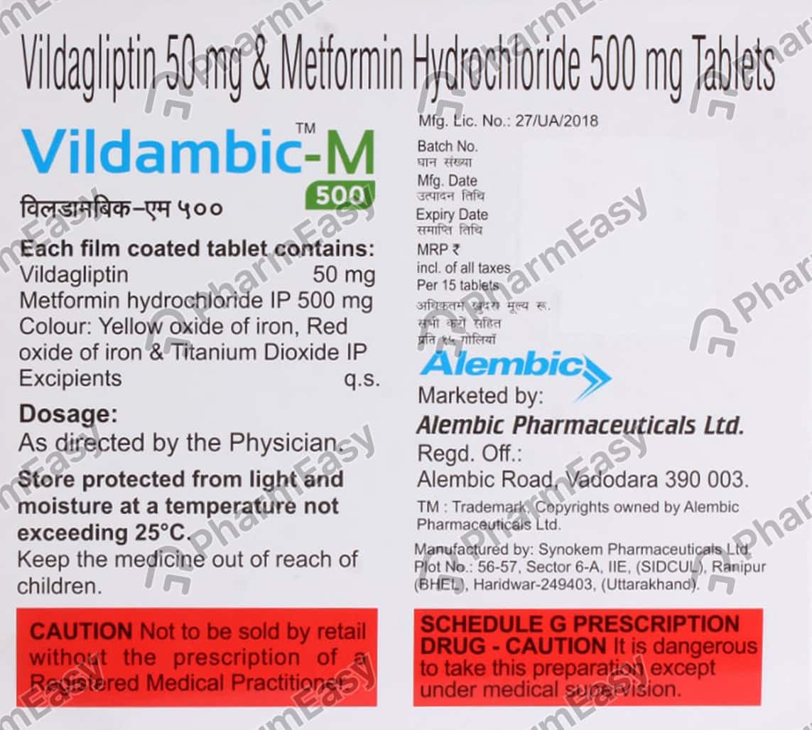 Vildambic M 500mg Strip Of 15 Tablets: Uses, Side Effects, Price ...