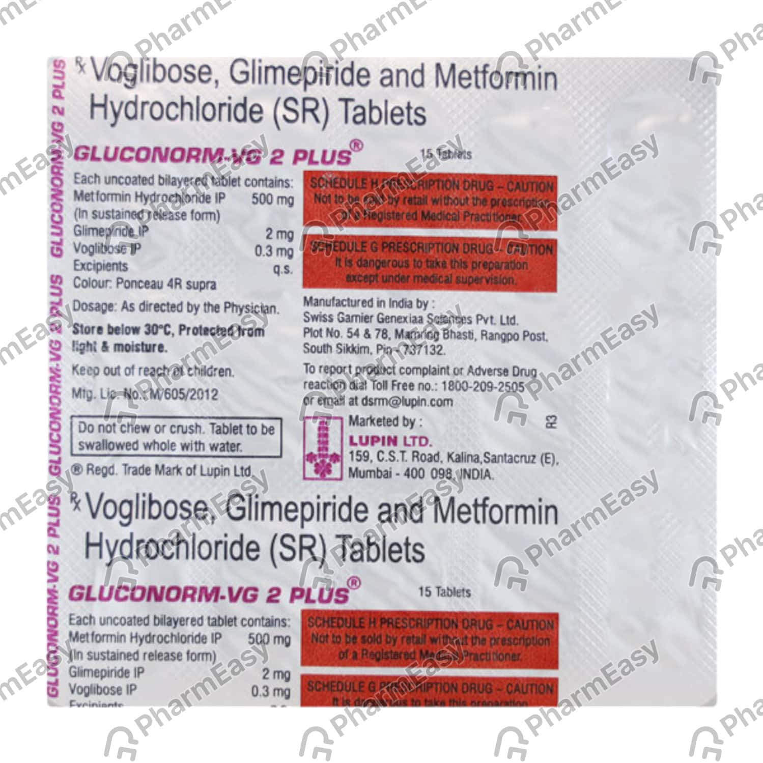 Gluconorm Vg 2mg Plus Strip Of 15 Tablets: Uses, Side Effects, Price ...