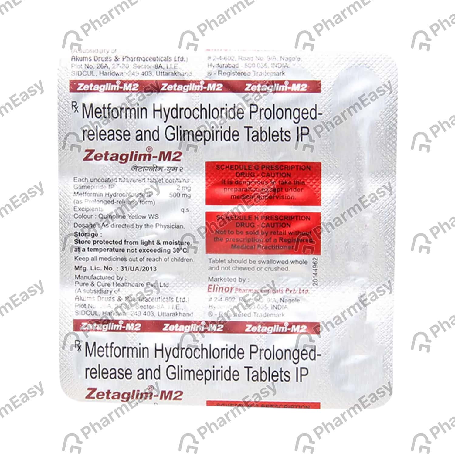 Zetaglim M 2mg Strip Of 15 Tablets: Uses, Side Effects, Price & Dosage ...