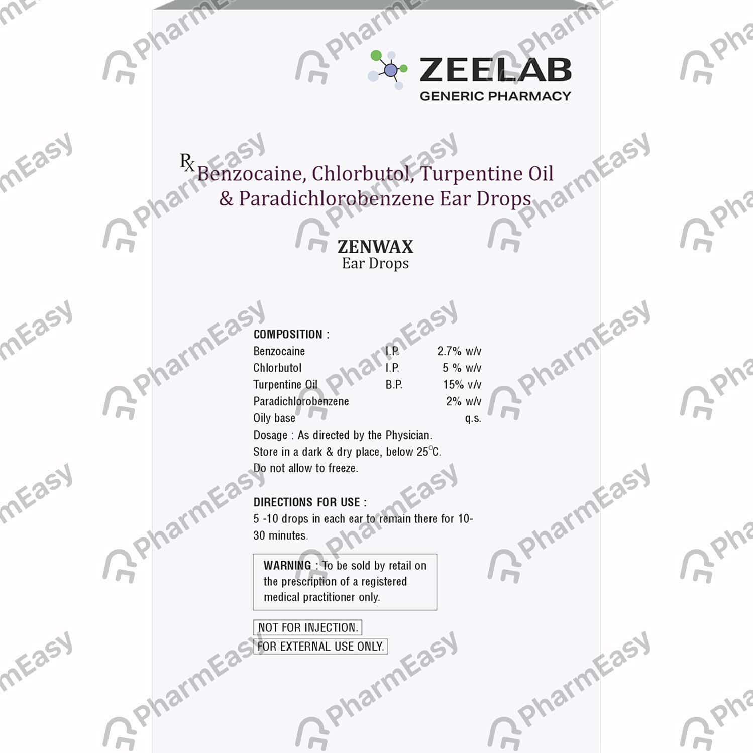 Buy Zenwax Bottle Of 10ml Ear Drops Online at Flat 15% OFF | PharmEasy