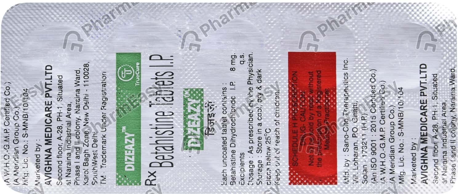 Dizeazy 8 MG Tablet (10): Uses, Side Effects, Price & Dosage | PharmEasy