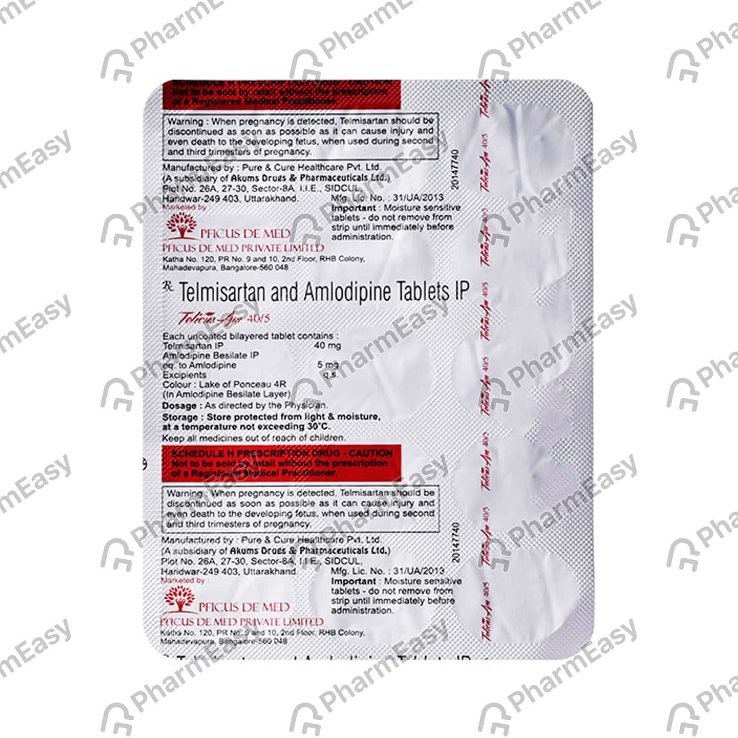Telicus Am 40/5mg Strip Of 15 Tablets: Uses, Side Effects, Price ...