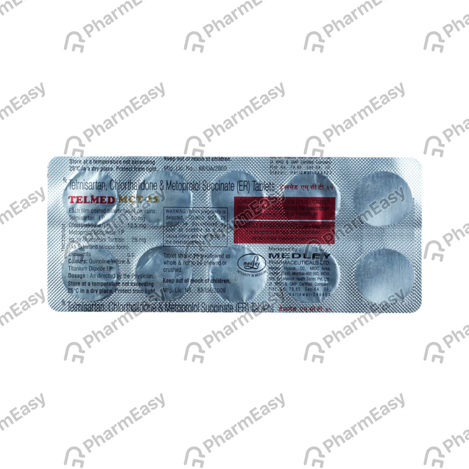 Telmed Mct 25mg Strip Of 10 Tablets: Uses, Side Effects, Price & Dosage ...