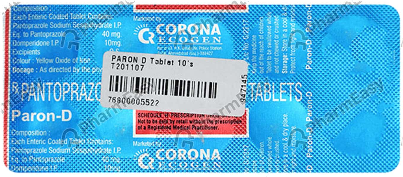 Paron D Strip Of 10 Tablets: Uses, Side Effects, Price & Dosage | PharmEasy