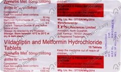 Zomelis Met 50/1000mg Strip Of 15 Tablets: Uses, Side Effects, Price ...