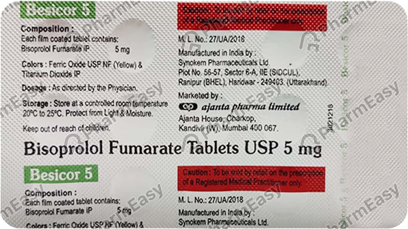 Besicor 5 MG Tablet (15): Uses, Side Effects, Price & Dosage | PharmEasy
